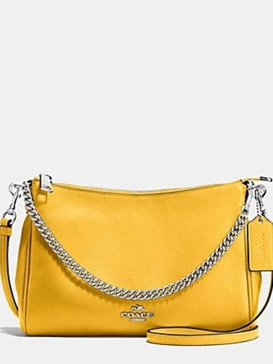 Coach | Bags | Coach Pebble Leather Carrie Crossbody In Svcanary | Poshmark